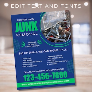Editable Junk Removal Flyer, Junk Business Flyer, Junk Removal ...
