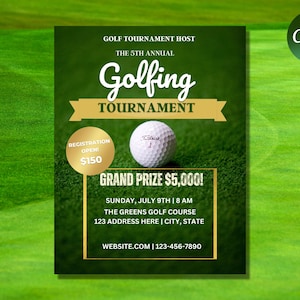 Editable Golf Tournament Flyer, Golf Flyer, Gold Lessons Flyer, Golf ...