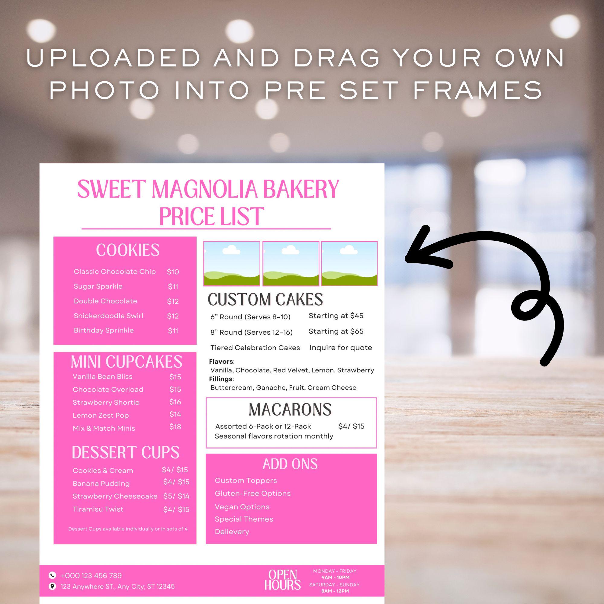 Bakery Price List, Bakery Menu Template, Bakery Price List Template ...