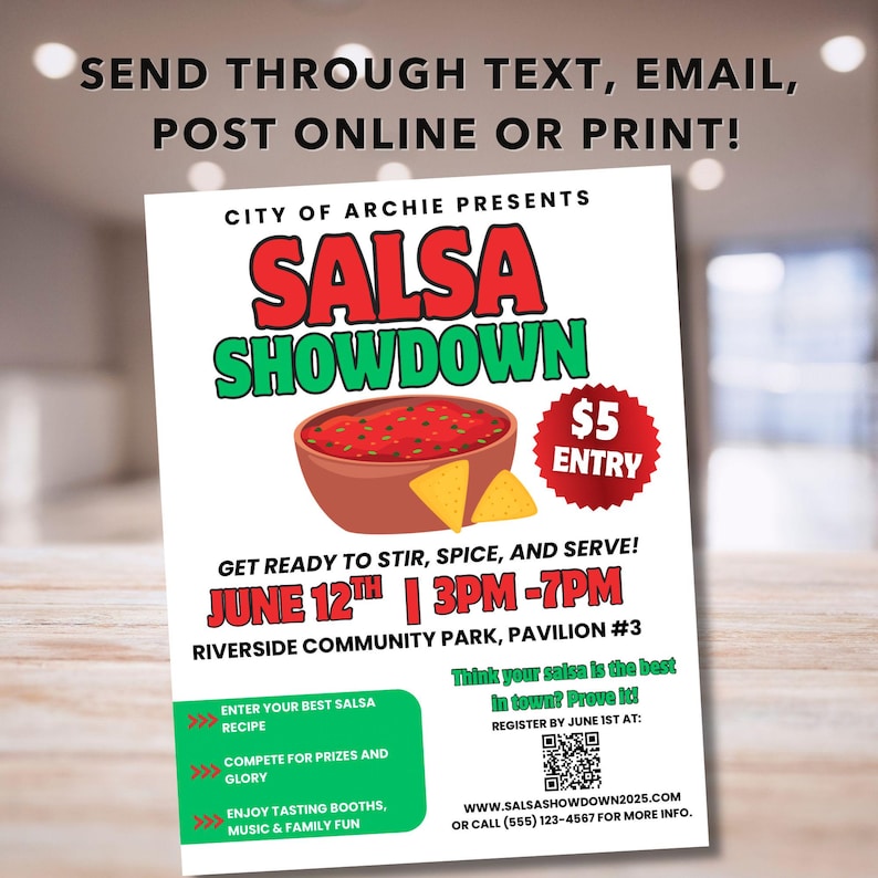 Editable Salsa Food Contest Flyer Template | Fiesta Event Invitation ...