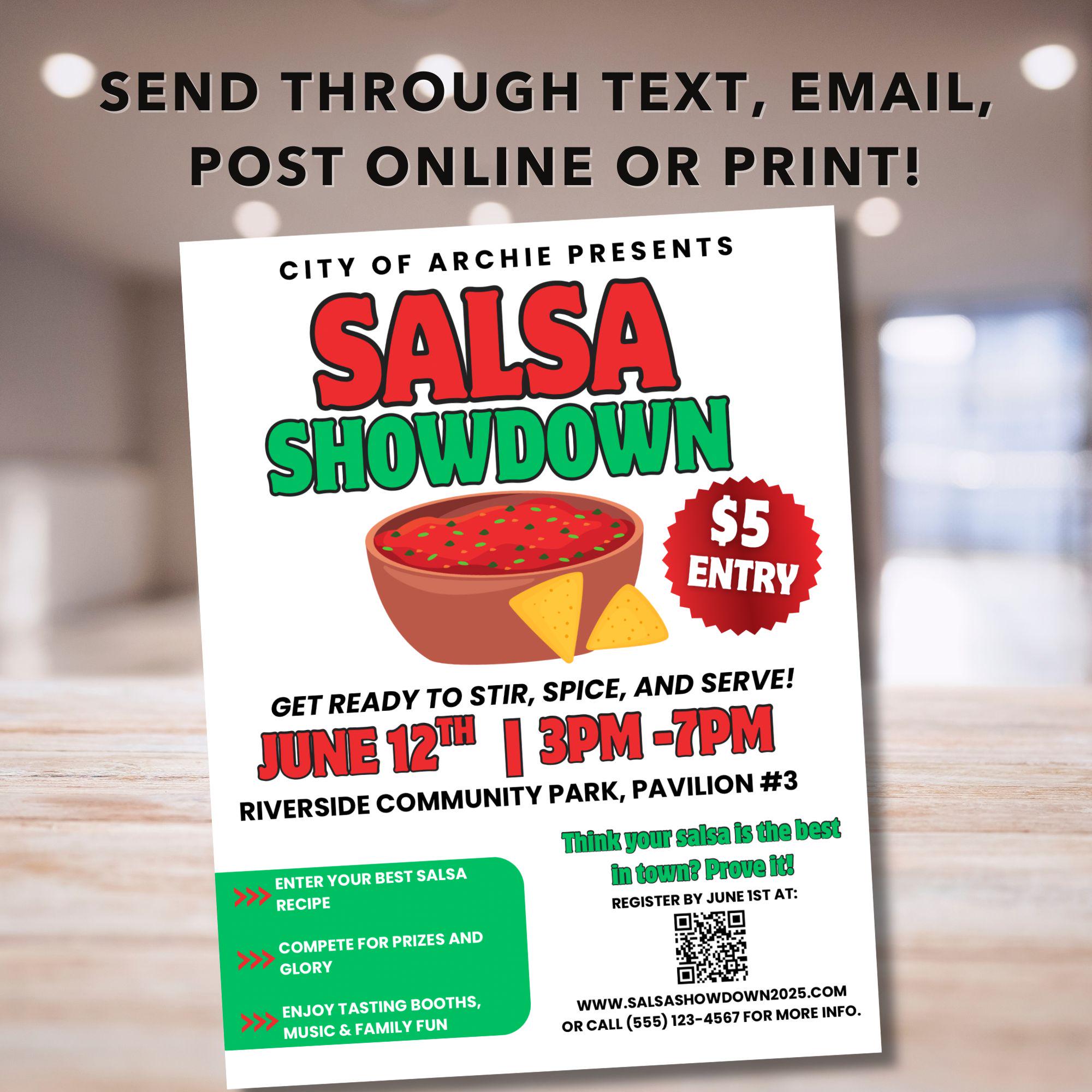Editable Salsa Food Contest Flyer Template | Fiesta Event Invitation ...