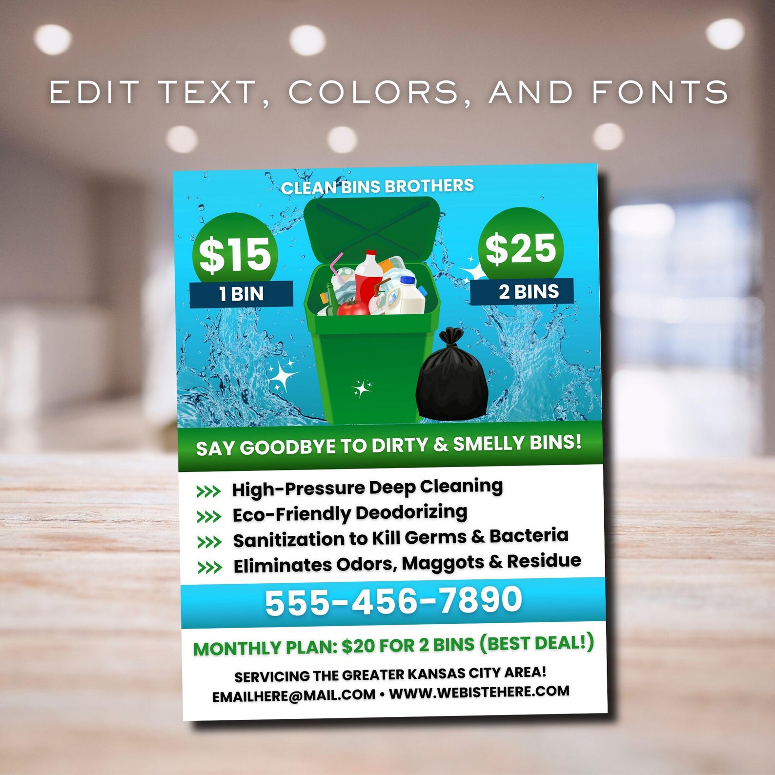 Trash Bin Cleaning Service, Dumpster Cleaning Flyer, Trash Bin Cleaning ...