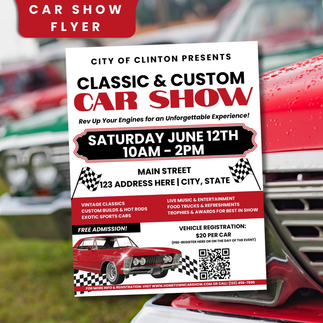Car Show Flyer, Classic Car Show Flyer, Flyer Template, Car Show ...