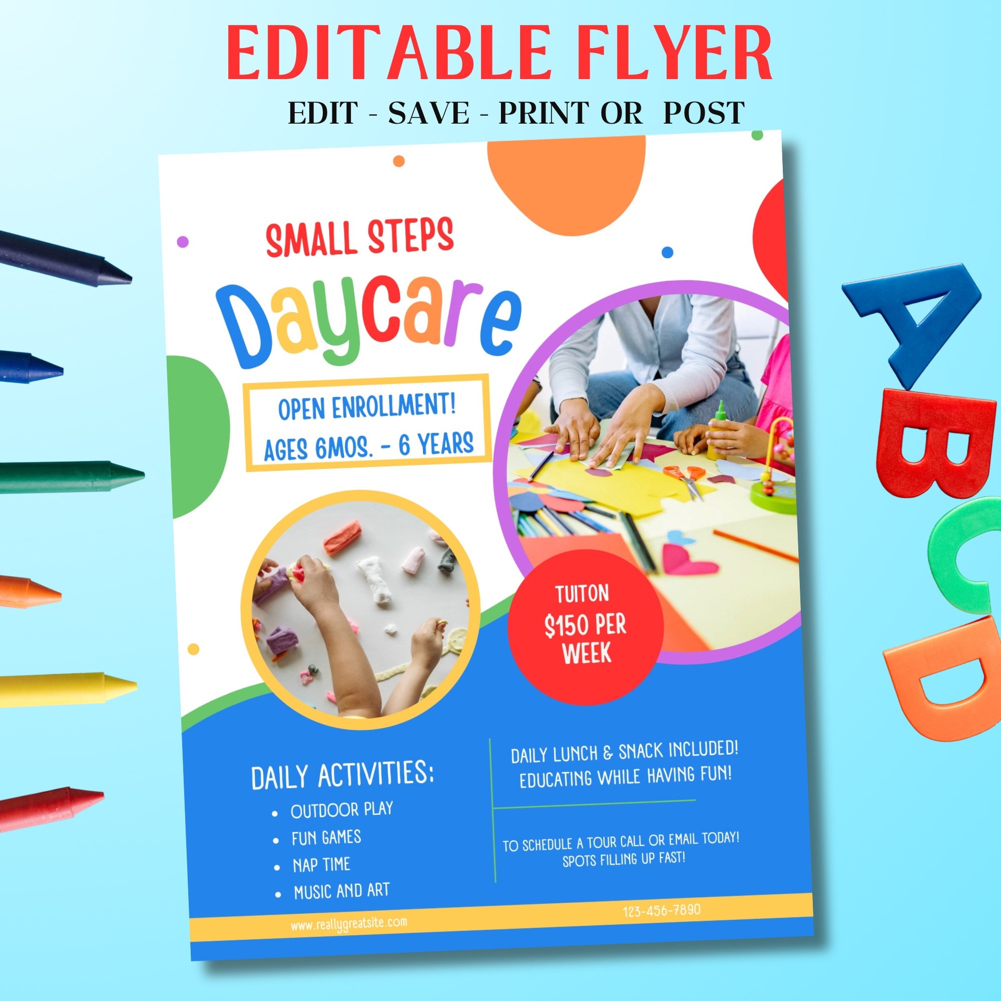 Daycare Editable Flyer, Childcare Flyer, Baby Sitter Flyer, Canva Flyer ...