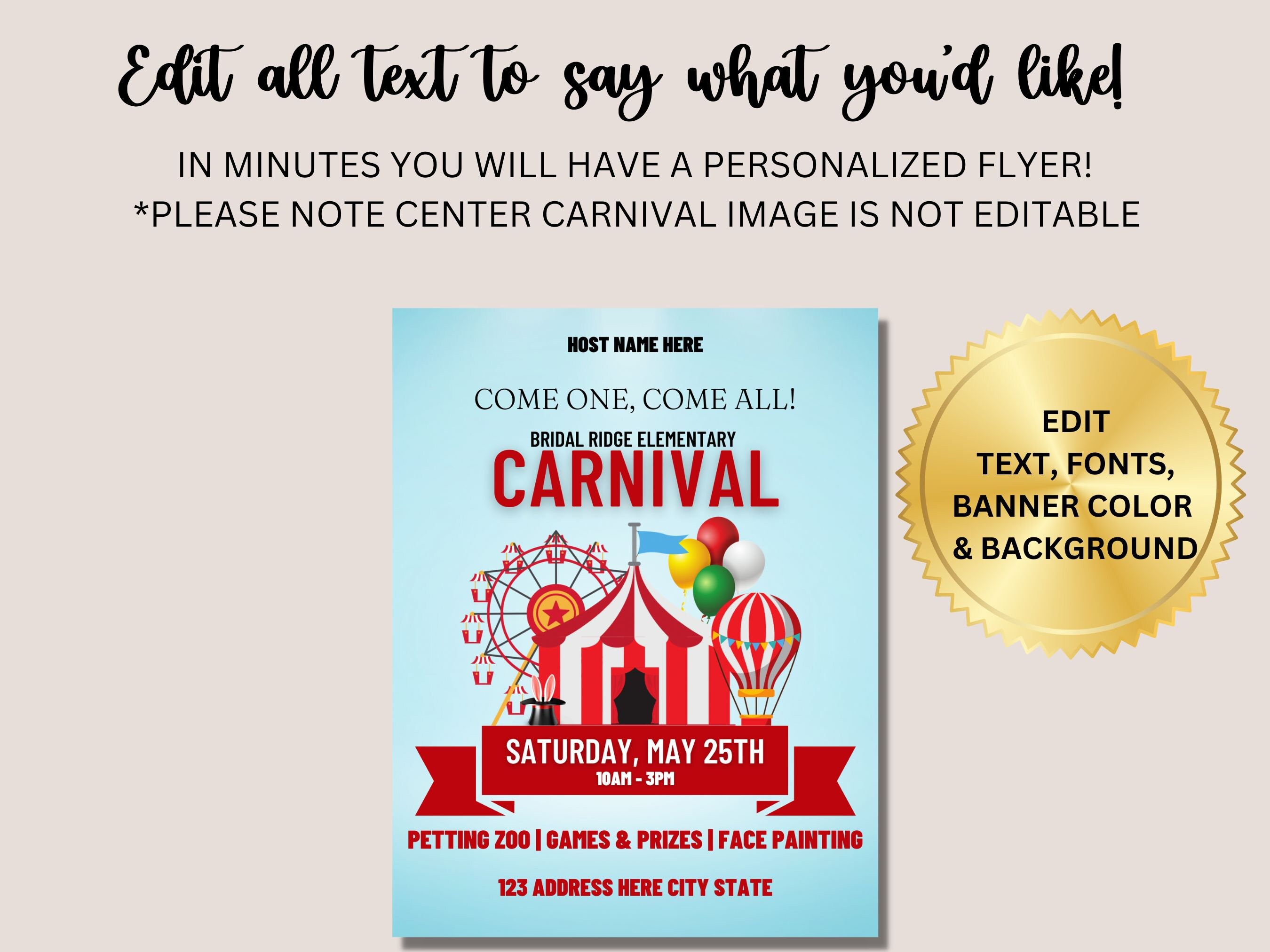 EDITABLE Carnival Flyer, Canival Template, Canva Template, Fair Flyer ...