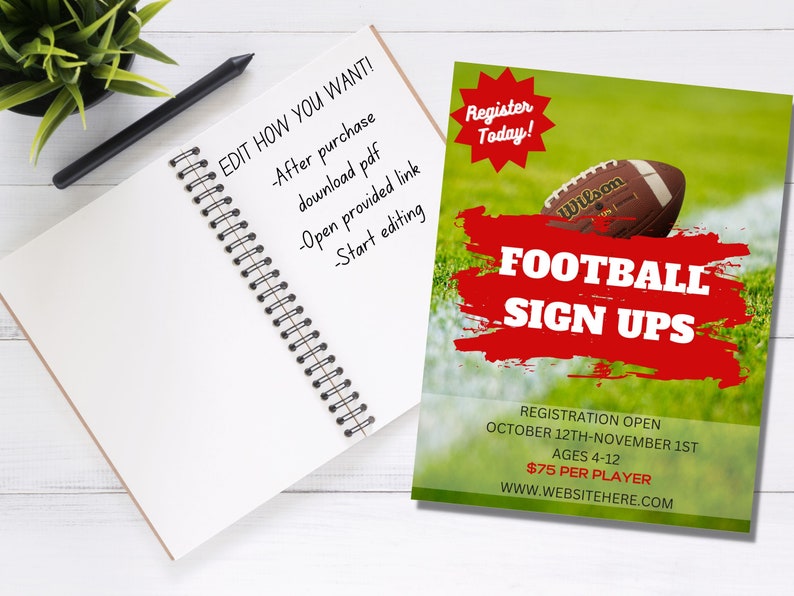 Editable Flyer, Football Flyer, Football Sign up Flyer, Canva Flyer ...