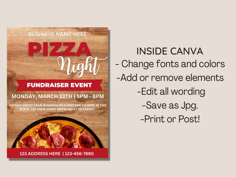 EDITABLE Pizza Flyer, Pizza Fundraiser, Pizza Party, Pizza Night, Pizza ...
