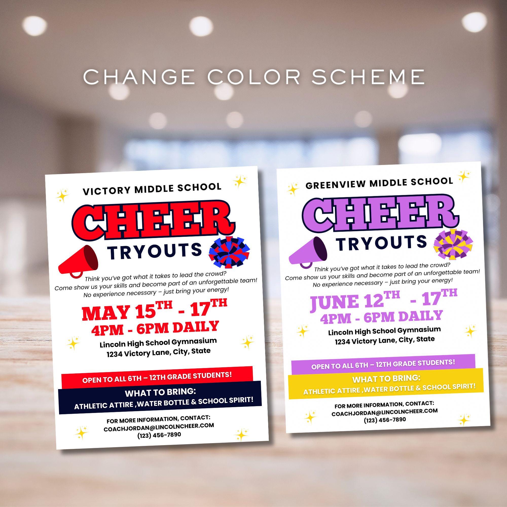 Editable Cheer Tryout Flyer Template | School Spirit Poster | Printable ...