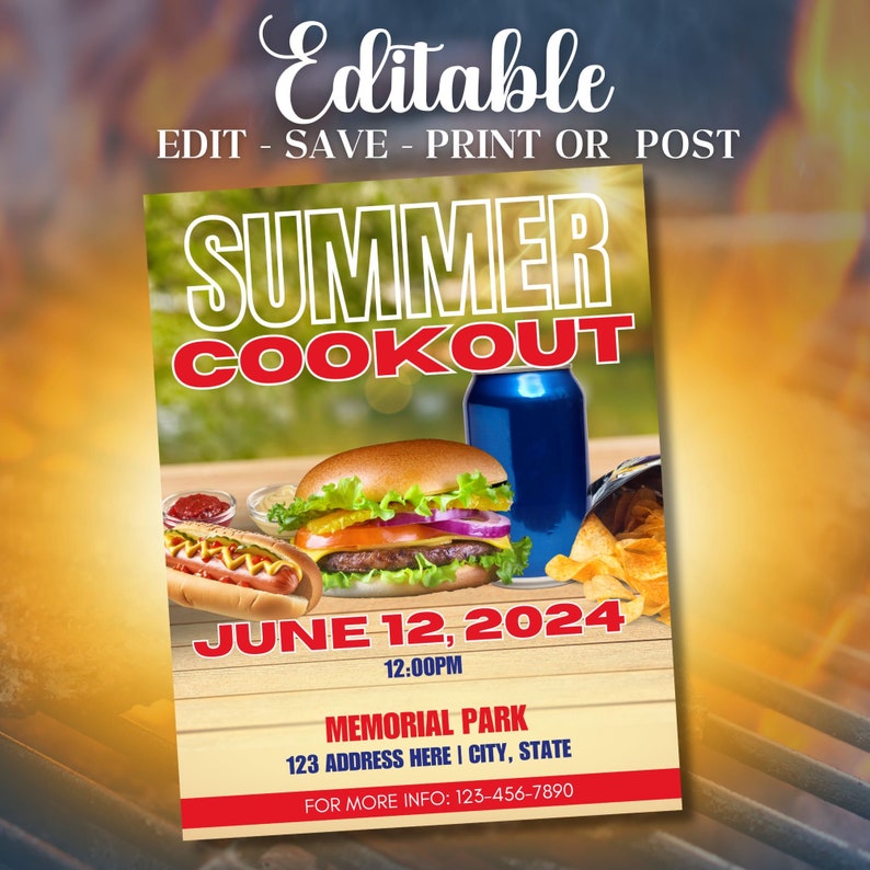 Cookout Flyer Template, BBQ Flyer, Cookout Advertisement, Picnic Flyer ...