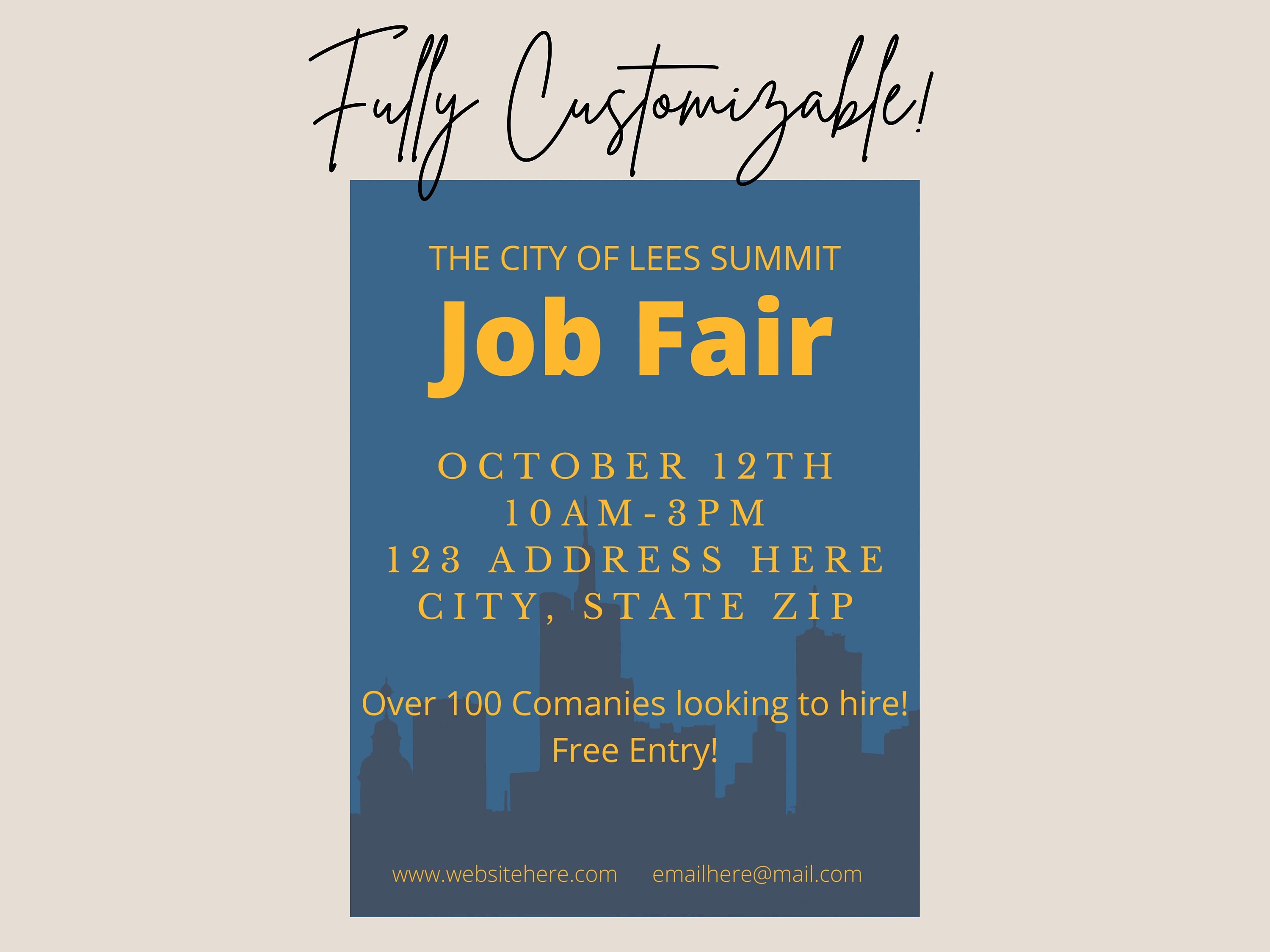 Editable Job Fair Flyer, Career Fair Flyer, Now Hiring, Flyer Template ...