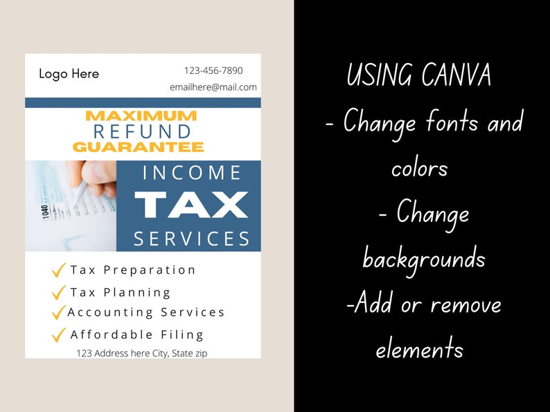 Editable Tax Filing Flyer, Customizable Flyer, Business Advertisement ...
