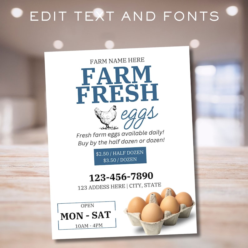 Fresh Eggs for Sale Flyer, Eggs for Sale Sign, Eggs Flyer, Farm Flyer ...