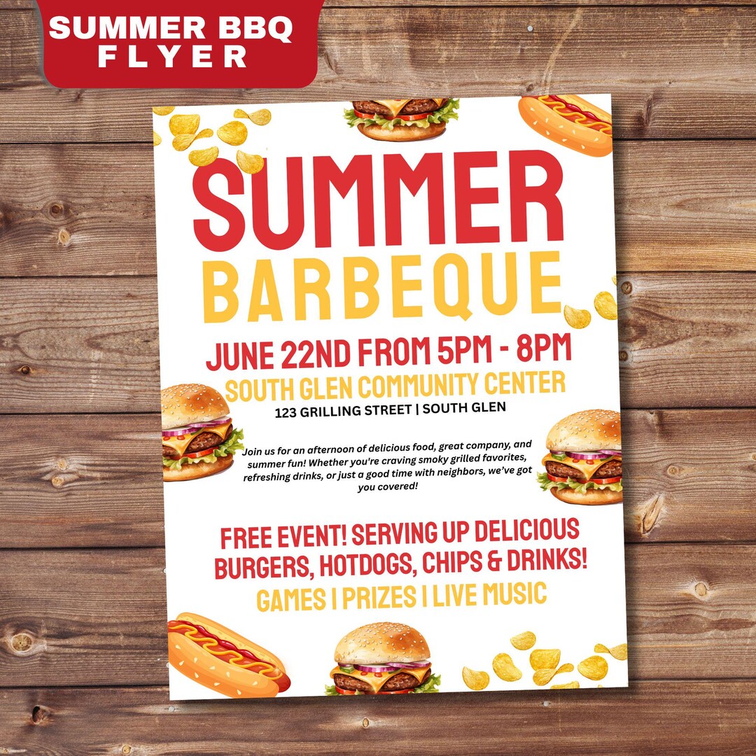 Summer Barbecue Event Flyer, Barbecue Flyer, Summer BBQ, BBQ Flyer ...