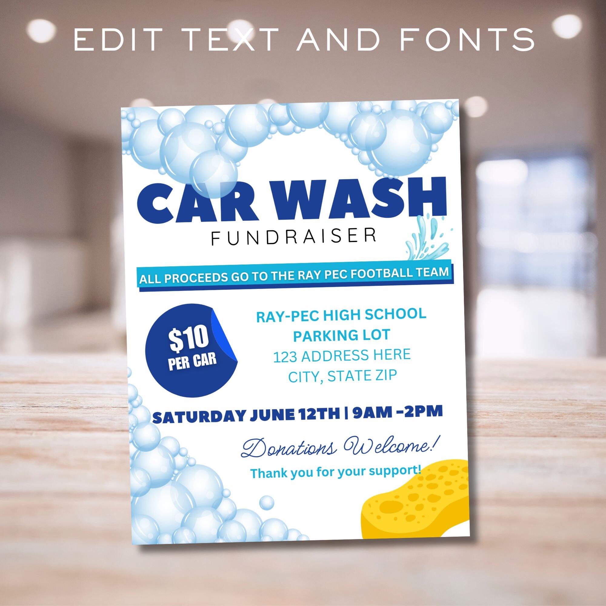 Car Wash Flyer Template, Car Wash Fundraiser Flyer, Canva Template, Car ...