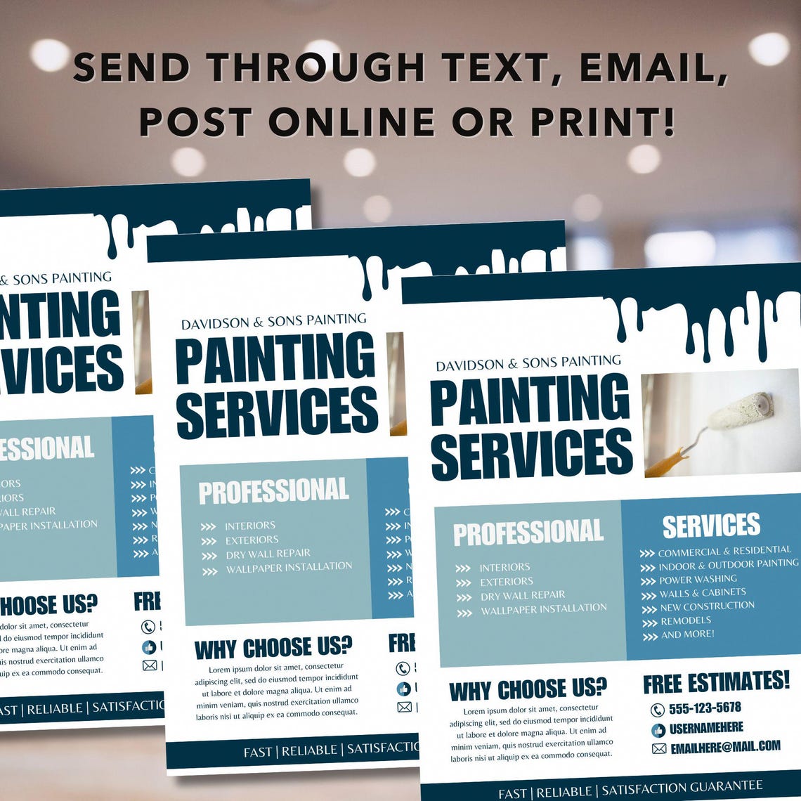 Editable Painting Service Flyer, Home Painting Flyer, Painting Business ...