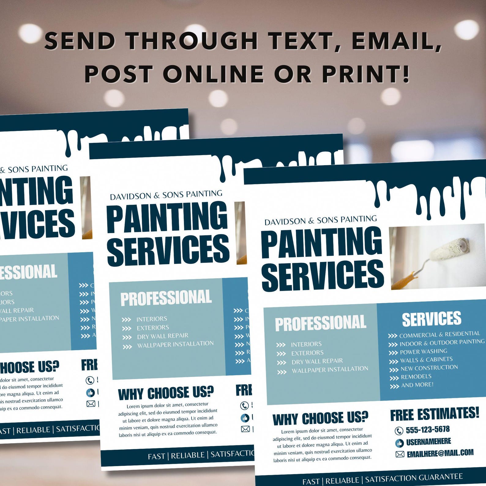 Editable Painting Service Flyer, Home Painting Flyer, Painting Business ...