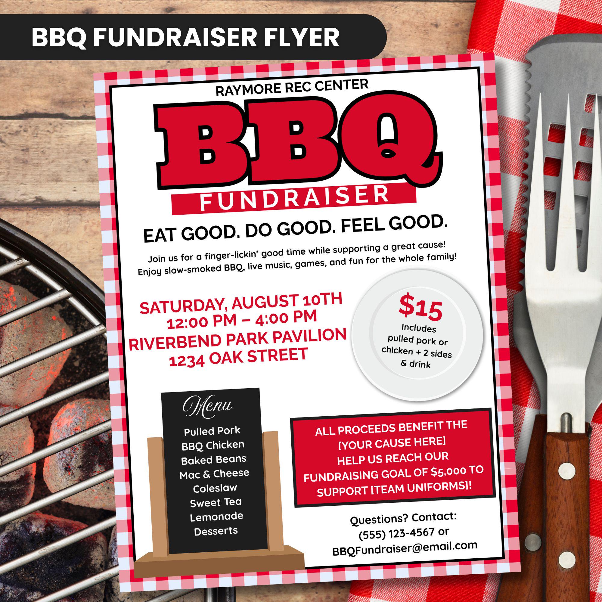 Barbecue Fundraiser Flyer, BBQ Event Flyer, BBQ Theme Flyer ...