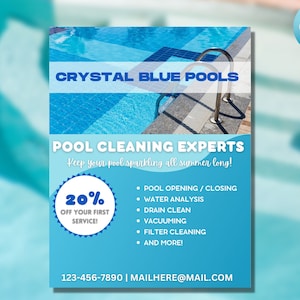 Editable Pool Cleaning Service Flyer, Pool Business Flyover, Flyer ...