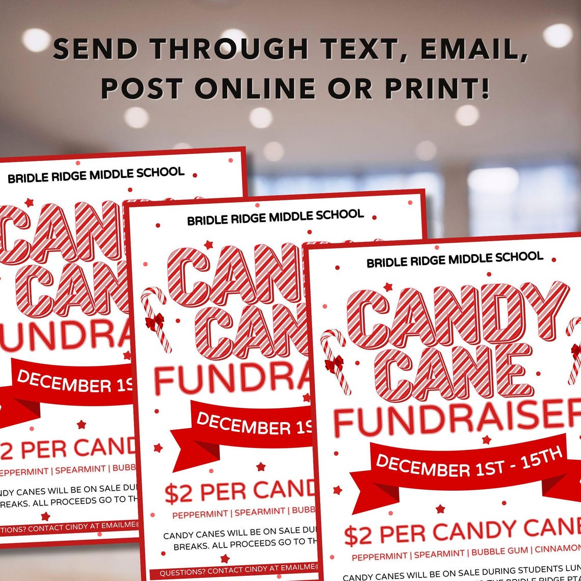 Editable Candy Cane Flyer, Candy Cane Fundraiser Flyer, Candy Cane ...