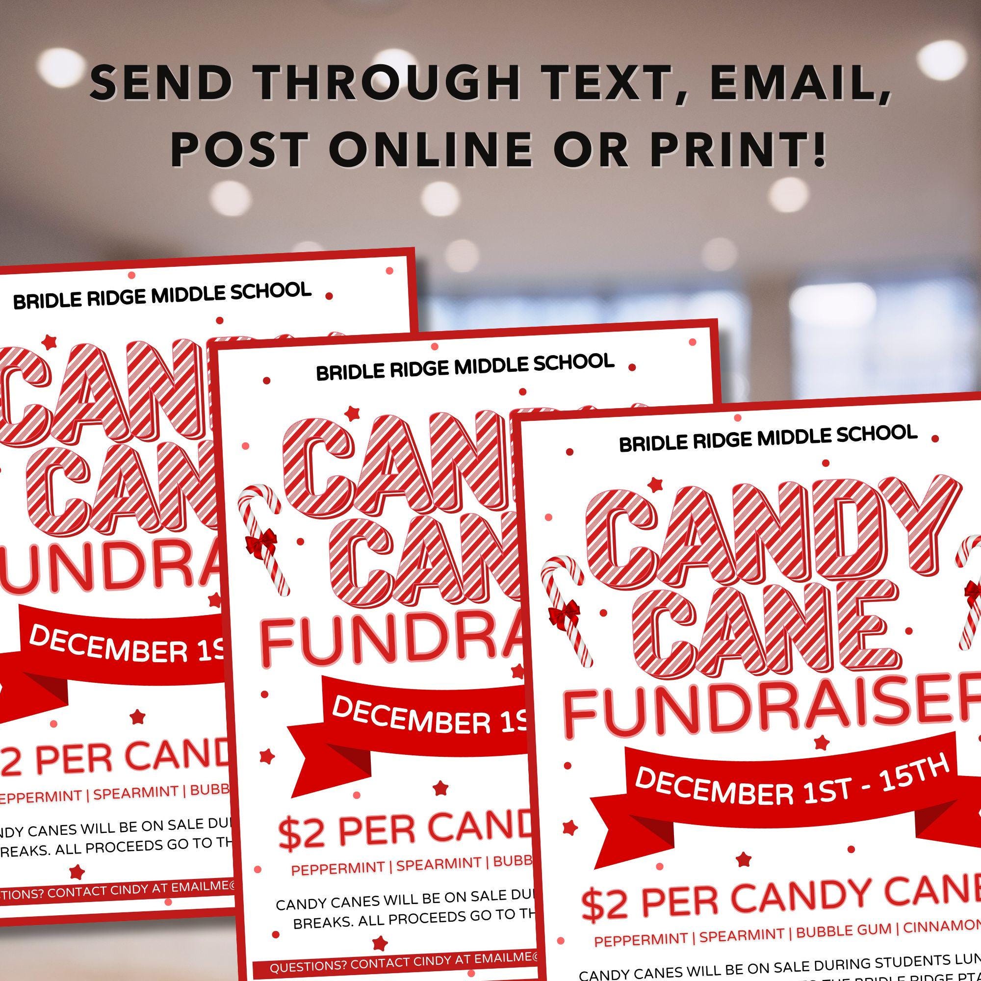 Editable Candy Cane Flyer, Candy Cane Fundraiser Flyer, Candy Cane ...