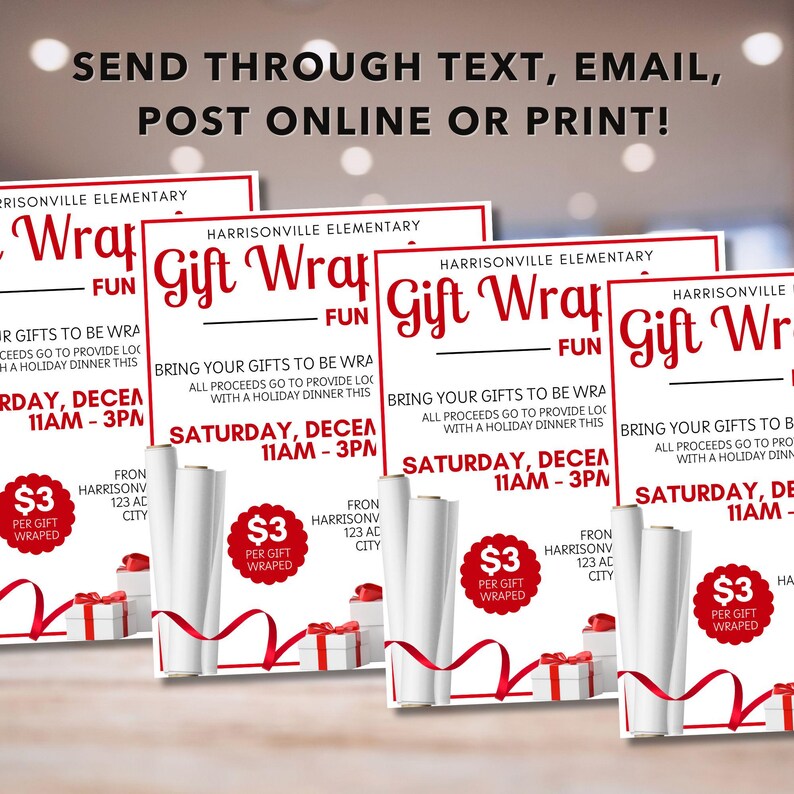 Gift Wrapping Fundraiser Flyer, Gift Wrapping Event, Wrapping Flyer ...