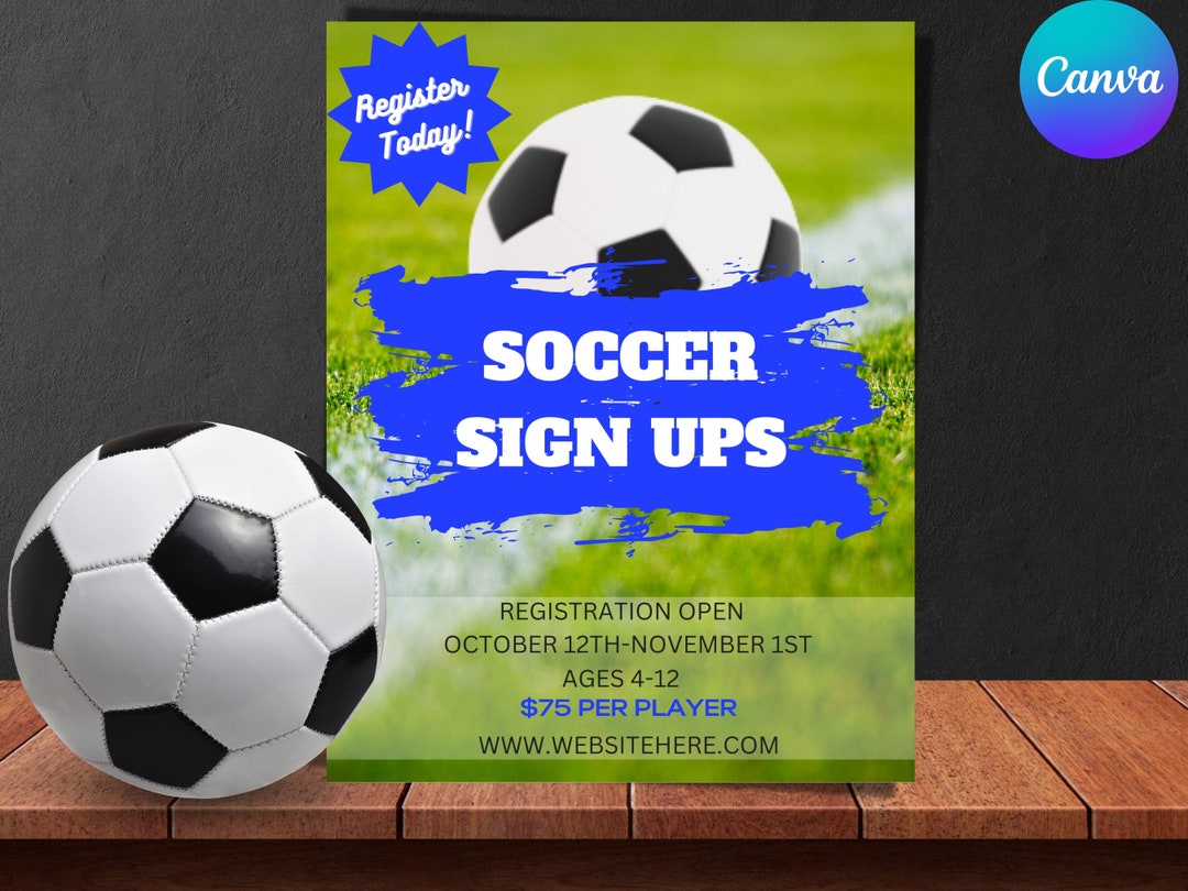 Editable Flyer, Soccer Flyer, Soccer Sign up Flyer, Canva Flyer, Flyer ...