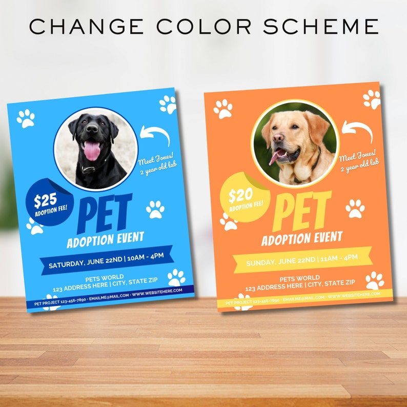 Pet Adoption Flyer, Adoption Event Flyer, Dog Adoptions, Cat Adoptions ...