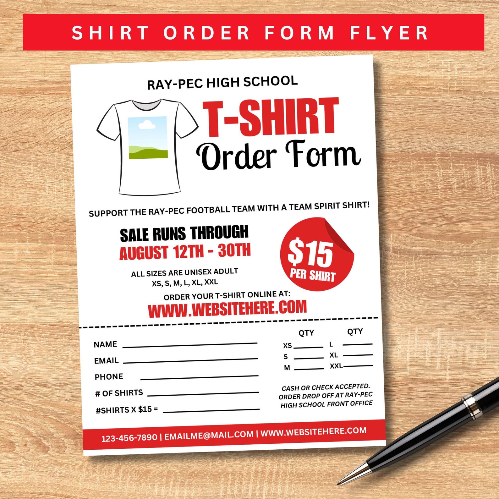 T Shirt Order Form Flyer, T Shirt Fundraiser Flyer, Order Form Flyer ...