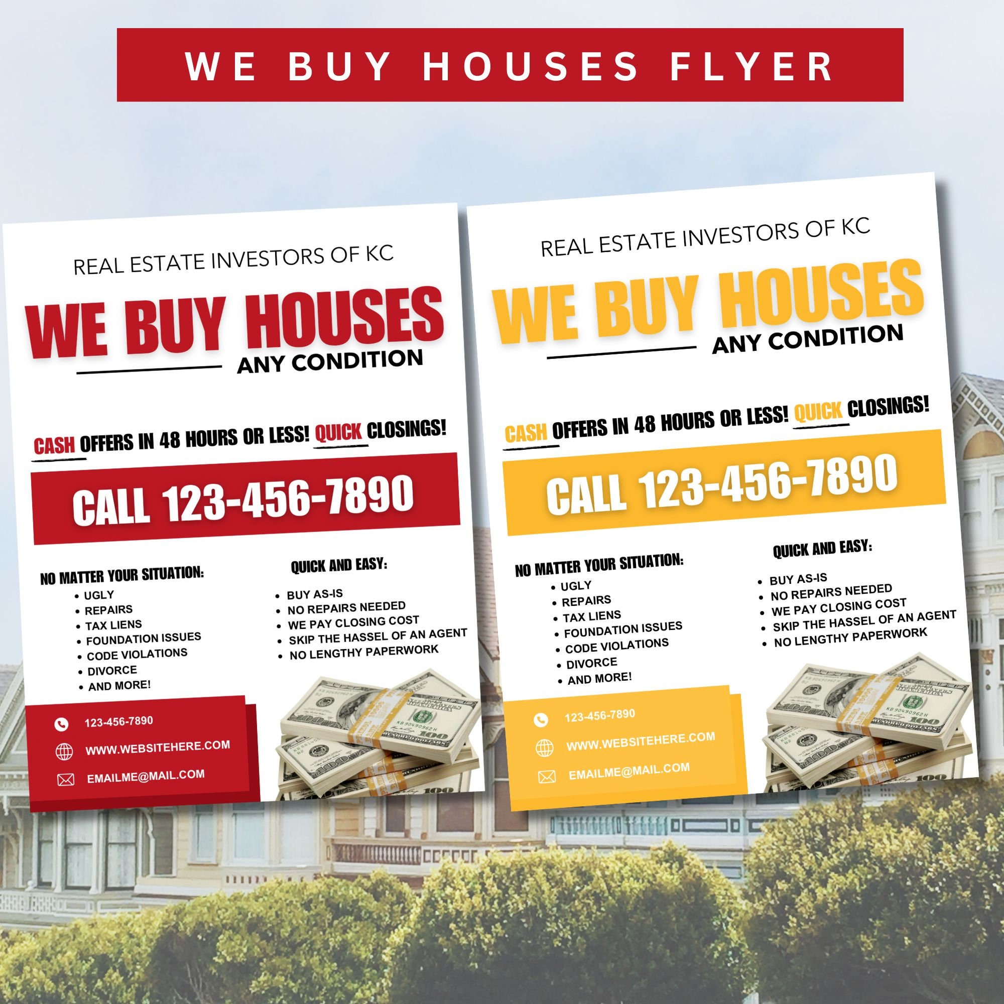 We Buy Houses Flyer, Investor Flyer Template, House Flipping Flyer ...