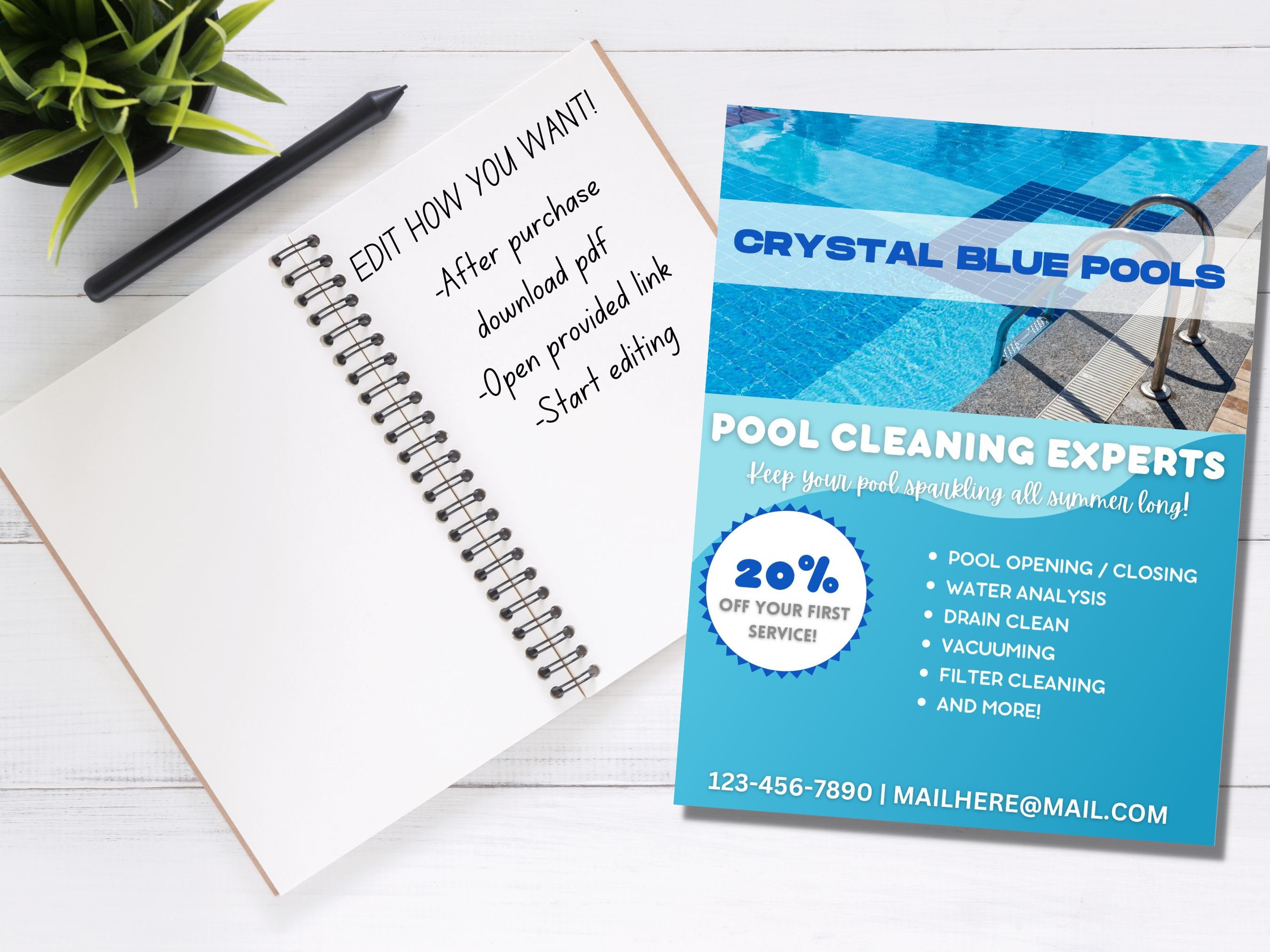 Editable Pool Cleaning Service Flyer, Pool Business Flyover, Flyer ...