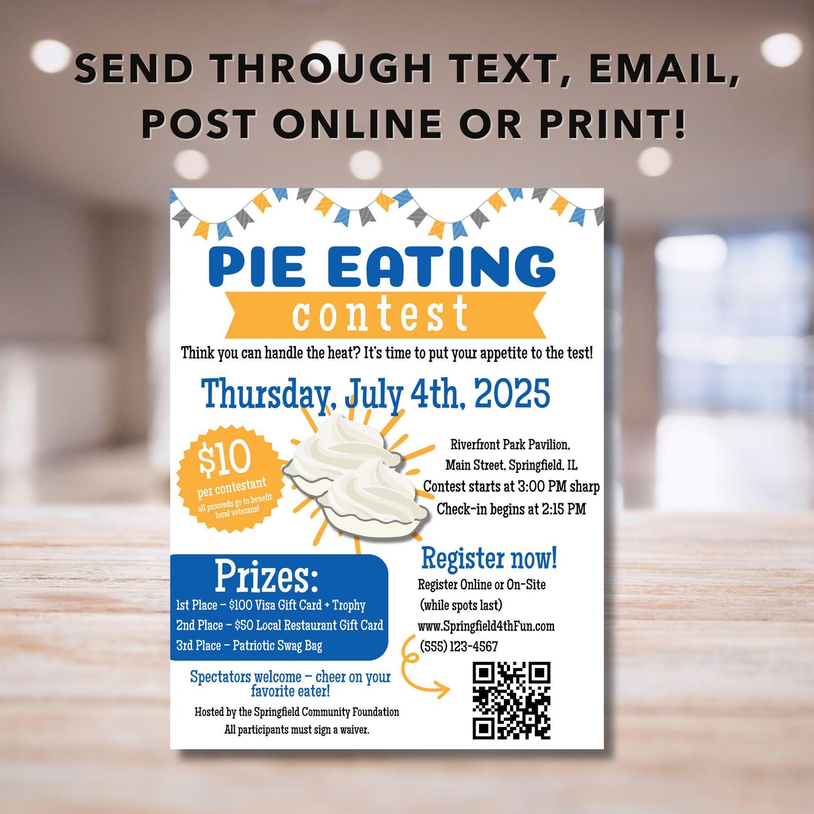 Pie Eating Contest Flyer, Pie Contest , Pie Flyer, Fundraiser Flyer ...
