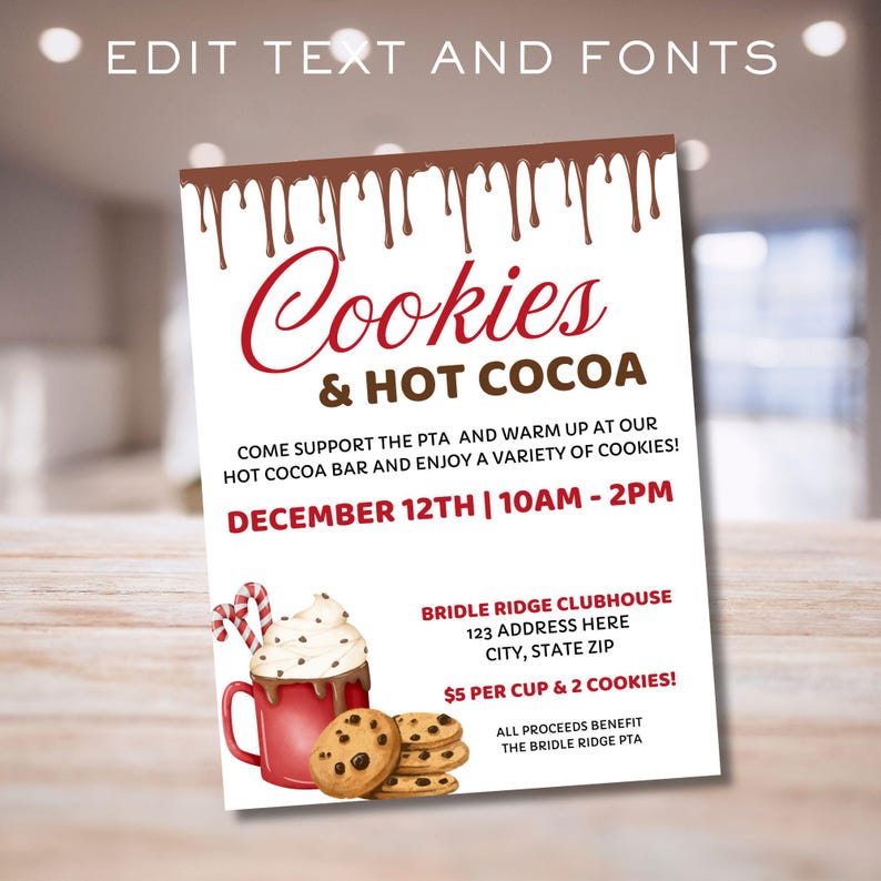 Hot Cocoa Flyer, Hot Cocoa Stand Flyer, Hot Cocoa Fundraiser, Hot Cocoa ...
