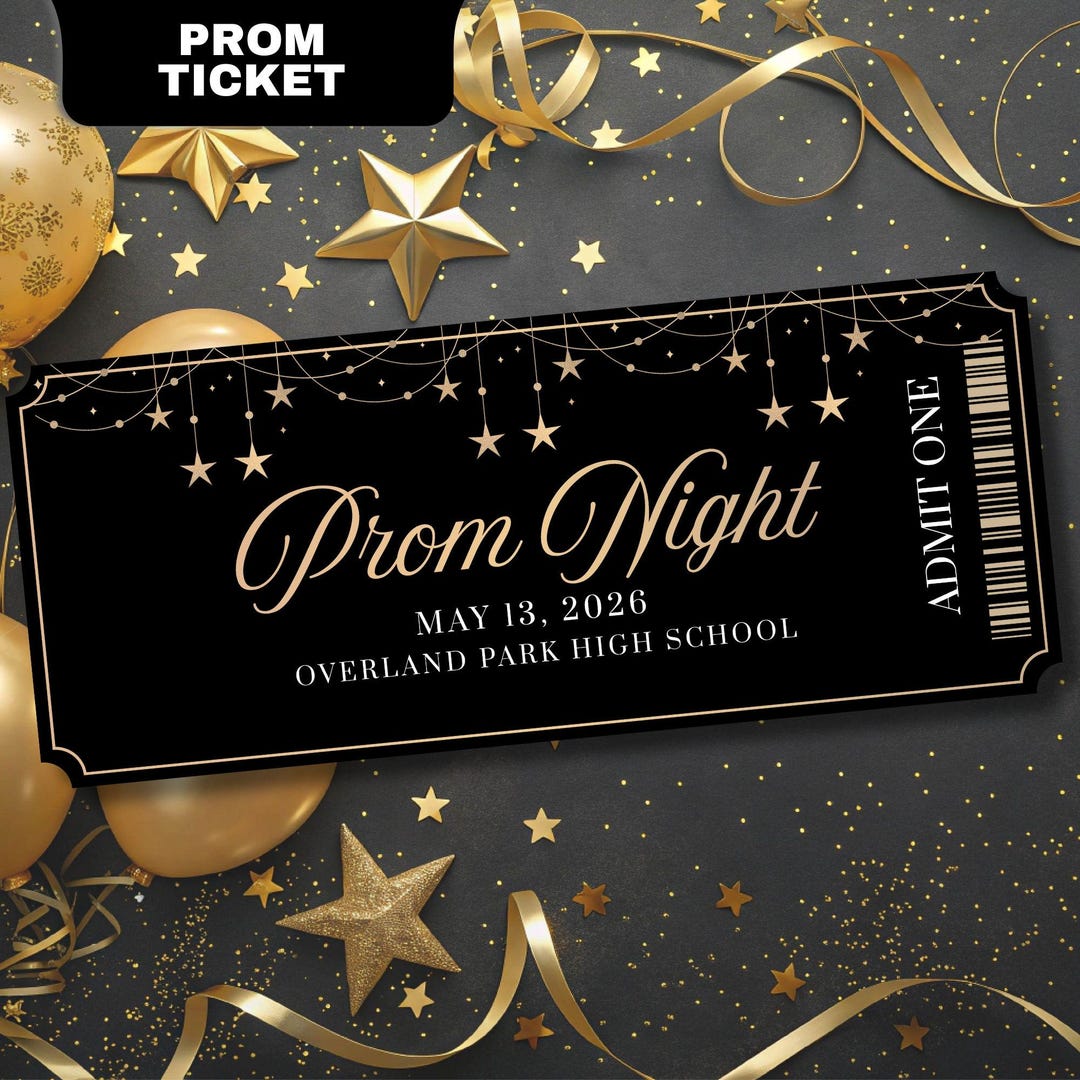 Prom Night Ticket, Prom Ticket, Printable Ticket, Ticket Template ...