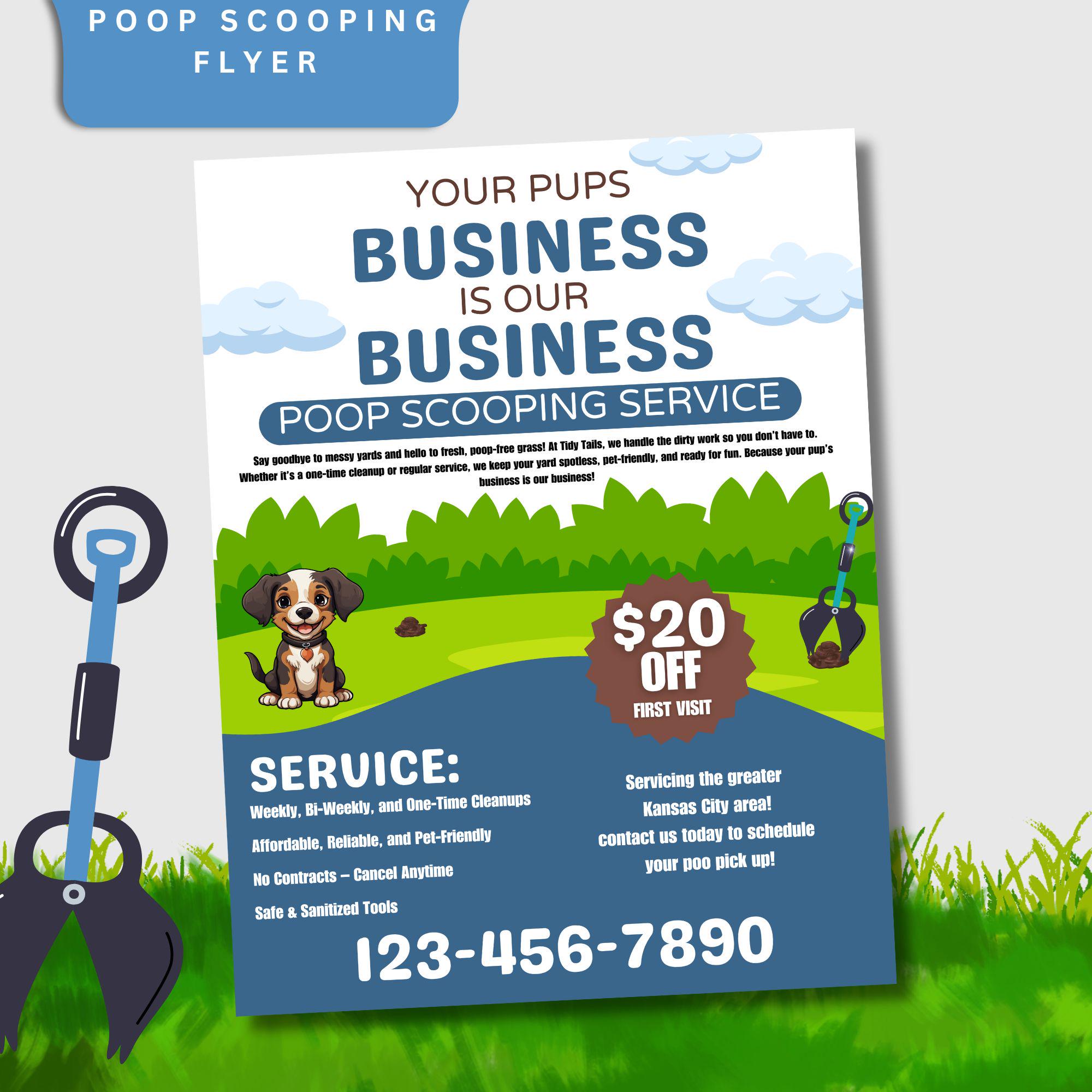 Poop Scooping Service Flyer, Poop Scooper Flyer, Poo Clean up Flyer ...