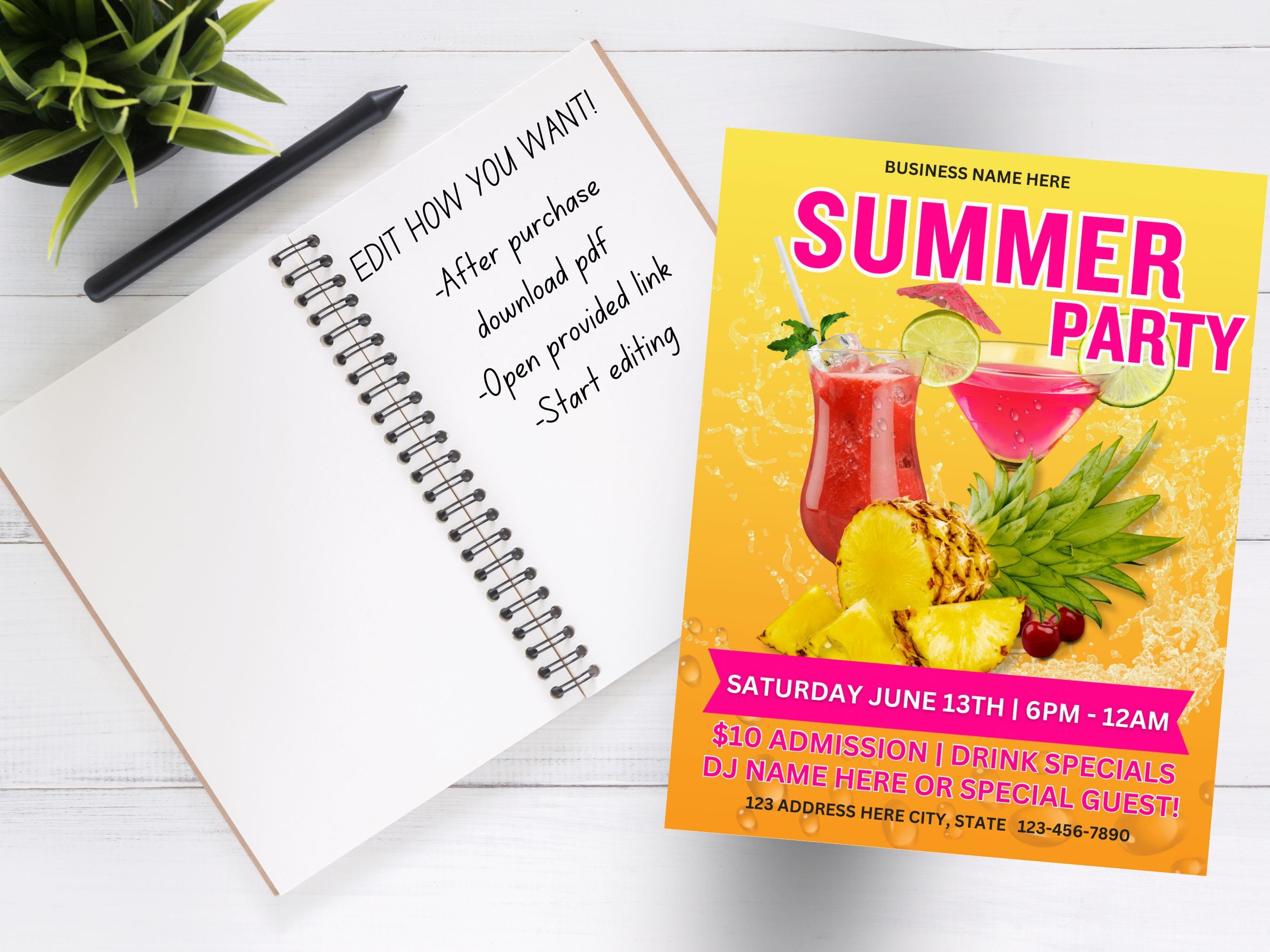 EDITABLE Summer Flyer, Canva Template, Summer Event, Summer Party ...