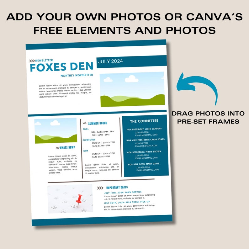 Editable HAO Newsletter Template, HOA Flyer, HOA Newsletter, Canva ...