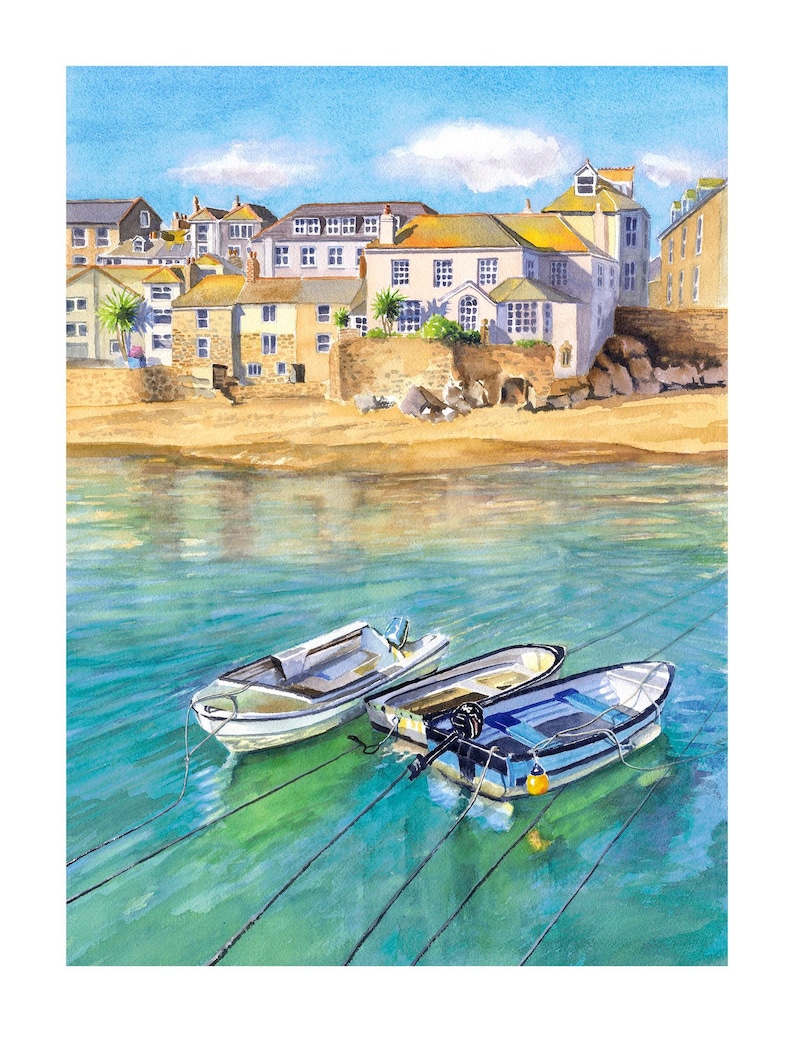 St Ives Art Print & Mount, Ready to Frame, 10x8" Giclee, Watercolour - Etsy