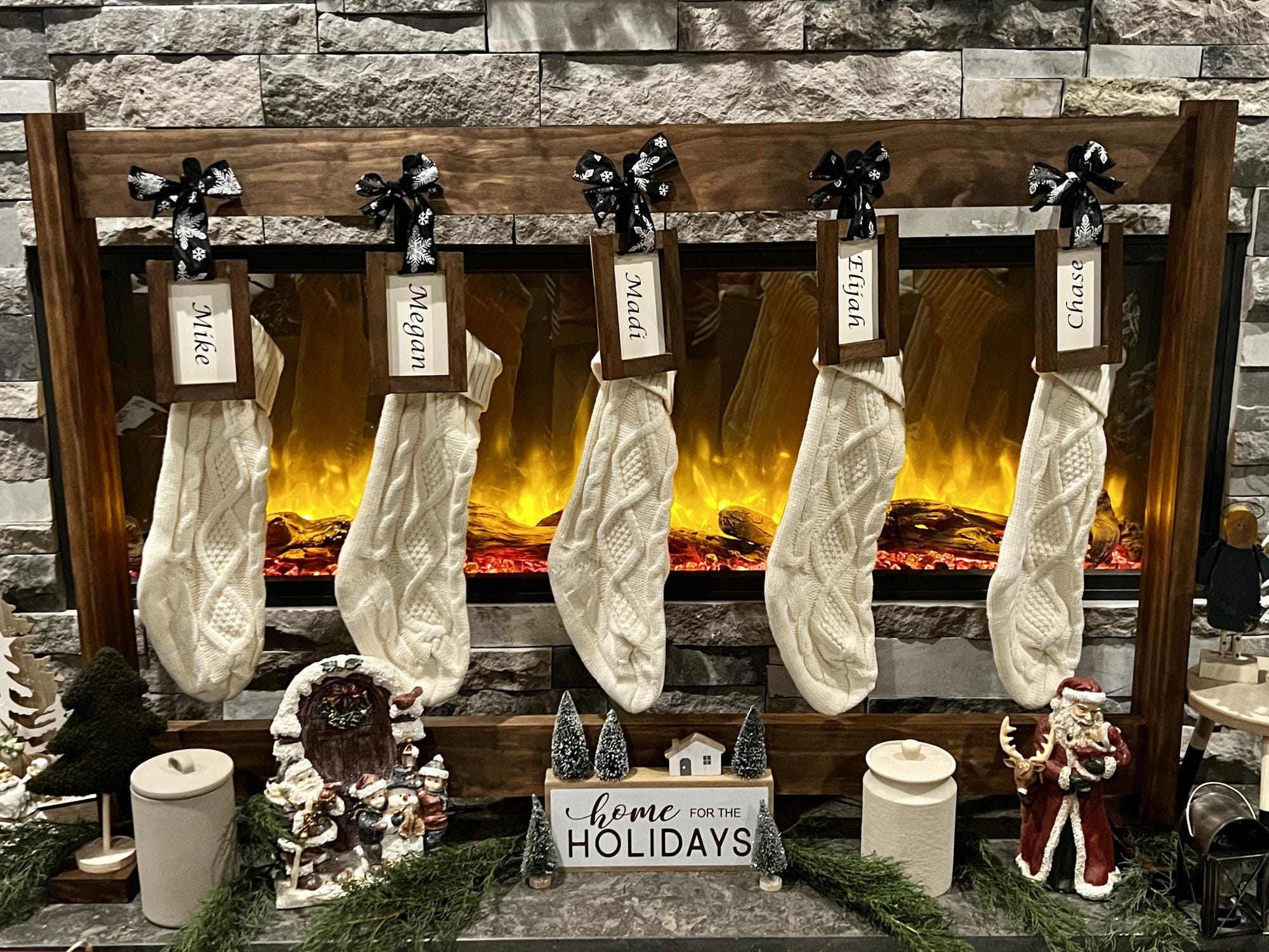 Standalone Wooden Stocking Holder | Customizable Holiday Stocking Stand ...