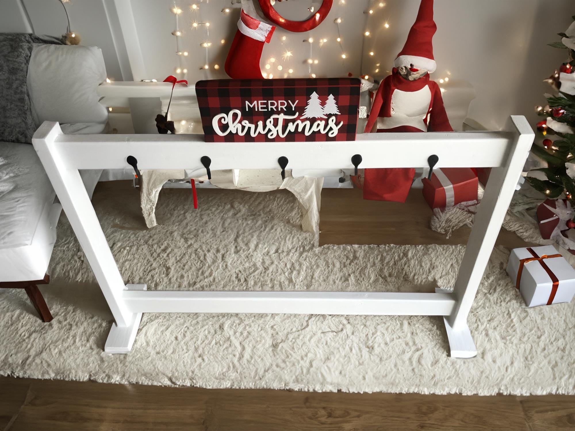 Standalone Wooden Stocking Holder | Customizable Holiday Stocking Stand ...