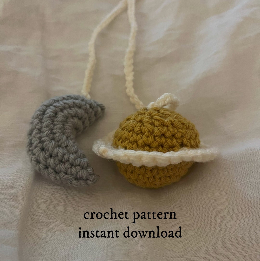Moon and Saturn Crochet Car Charm PATTERN - Etsy