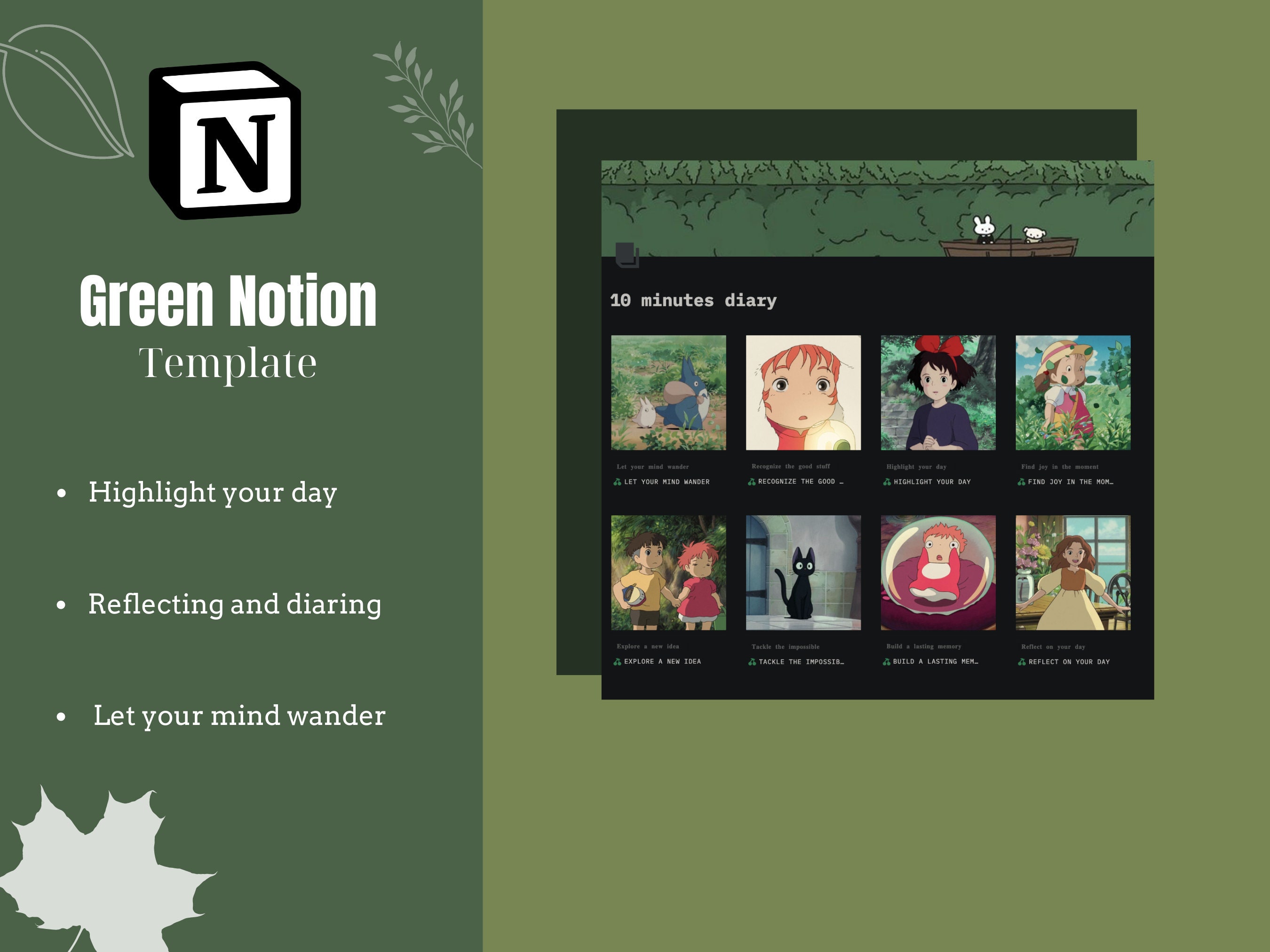 Dark Mode Green Cozy Notion | Notion Planner | Notion Template | Notion ...