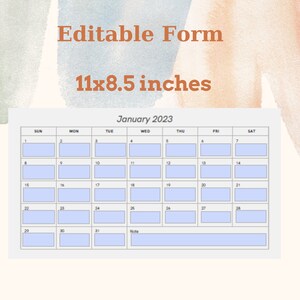 Monthly 2023 Calendar With Editable/fillable Format | 2023 Calendar ...