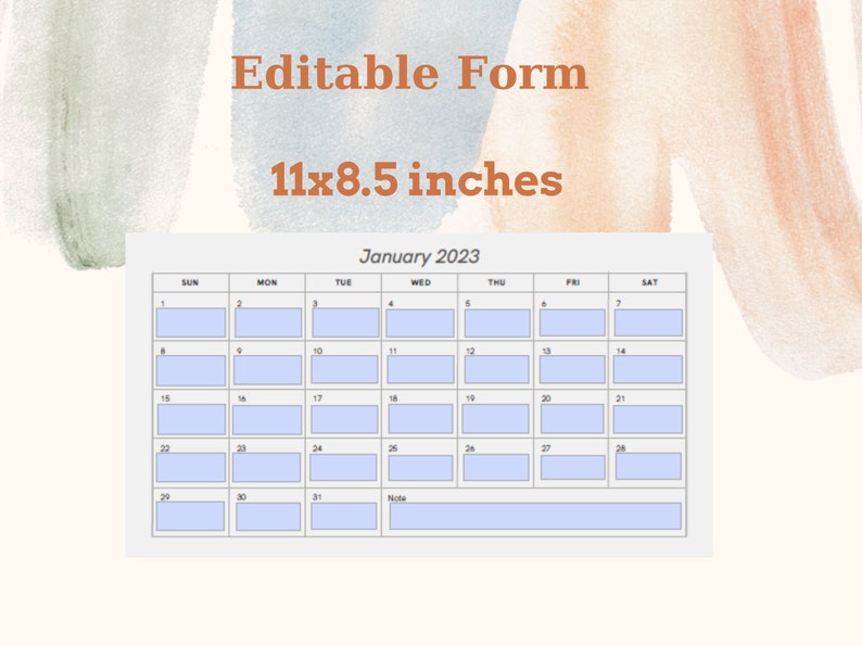 Monthly 2023 Calendar With Editable/fillable Format | 2023 Calendar ...