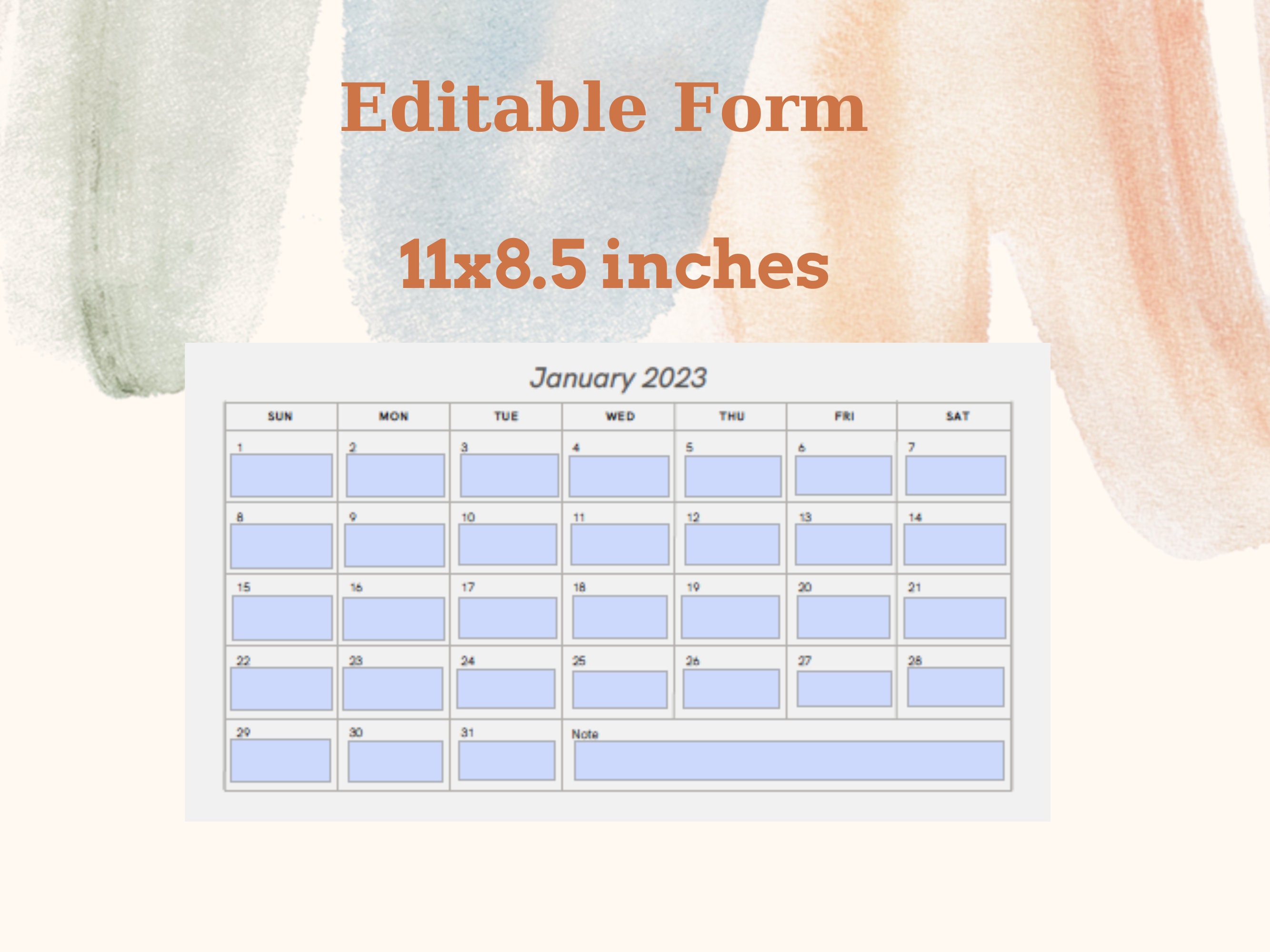 Monthly 2023 Calendar With Editable/fillable Format | 2023 Calendar ...