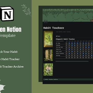 Dark Mode Green Cozy Notion | Notion Planner | Notion Template | Notion ...