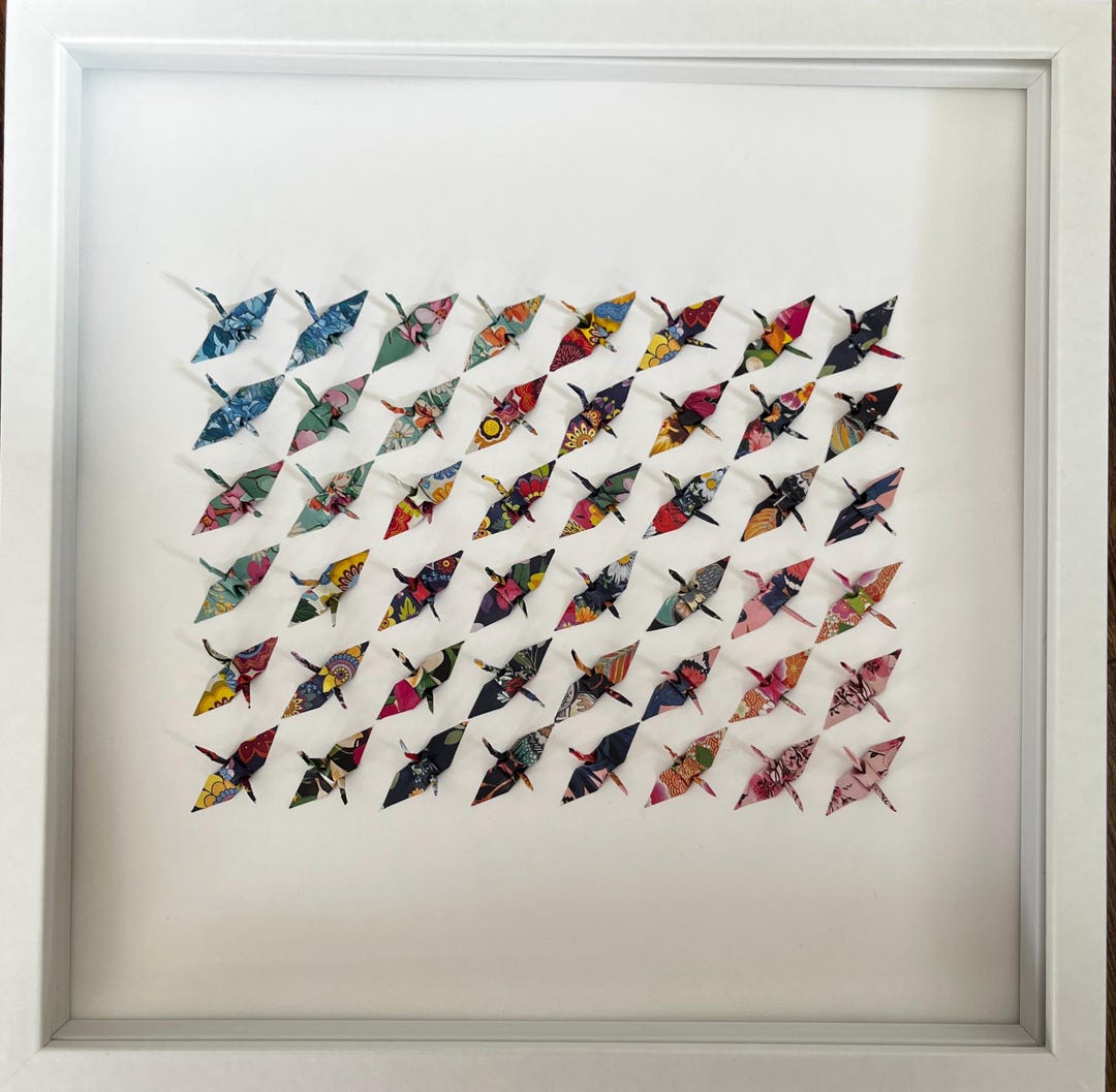 48 Cranes 3D Origami Wall Art in 32cm Frame, Origami Gift, Paper ...