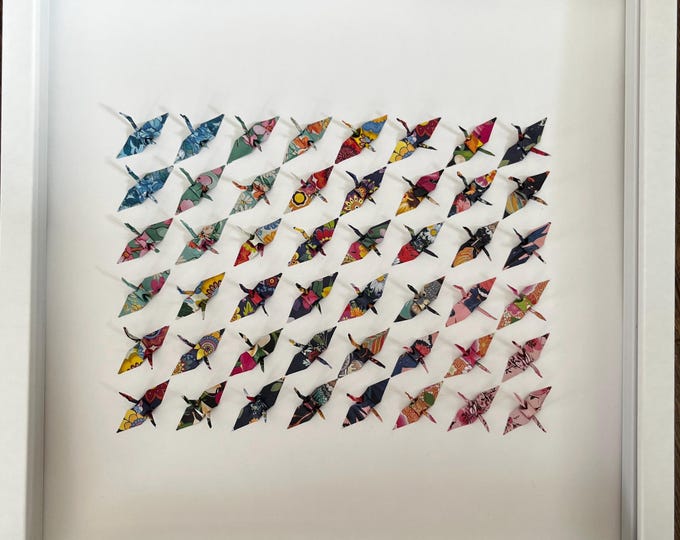 48 Cranes 3D Origami Wall Art in 32cm Frame, Origami Gift, Paper ...