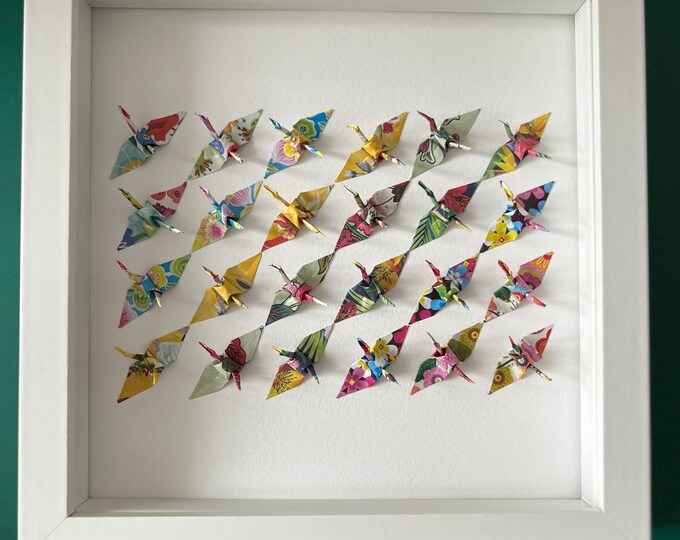 Handcrafted Origami Wall Art Japanese Crane Design Paper Sculpture, 24 ...