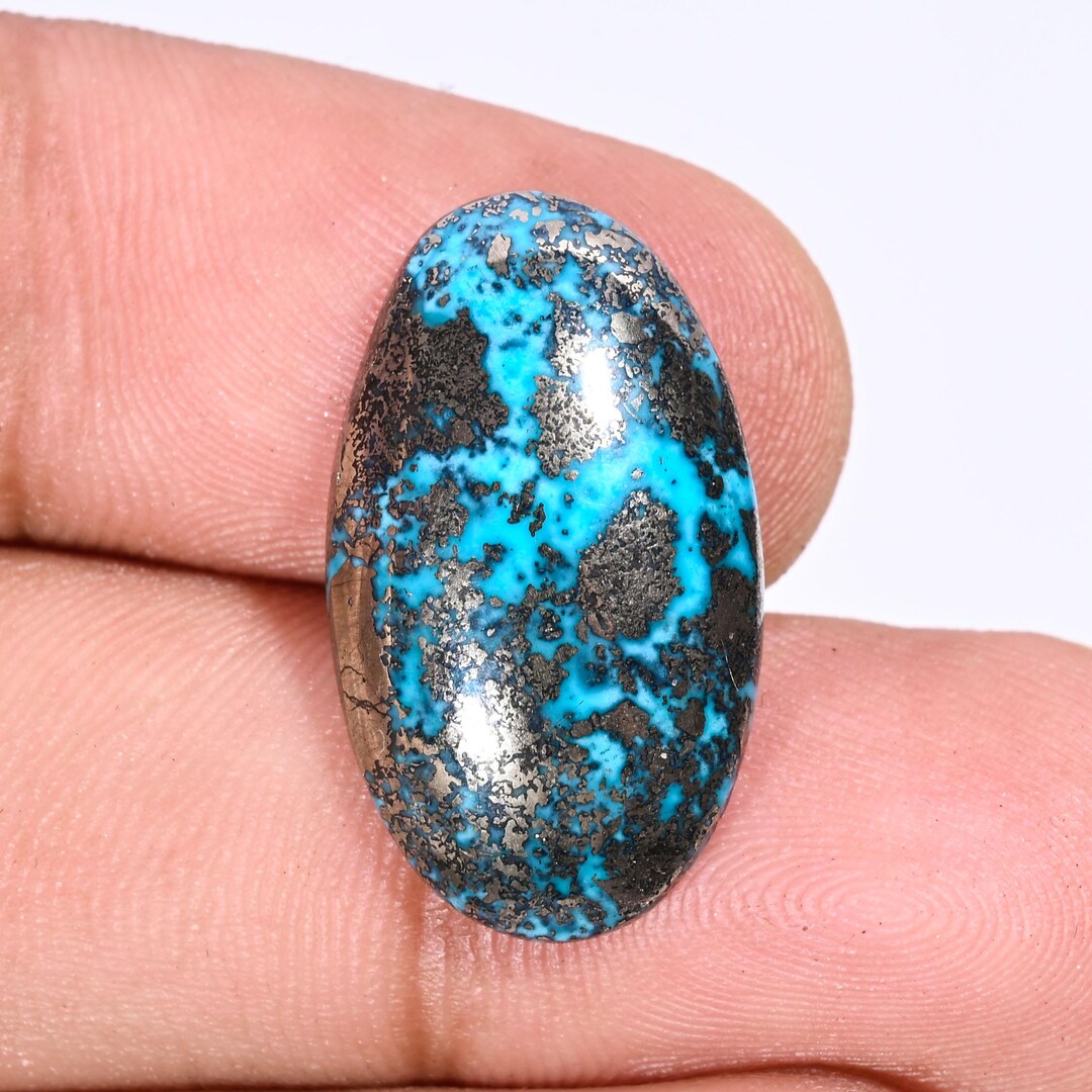 15ct Natural Persian Turquoise Certified Rare Pyrite Persian Oval Loose ...