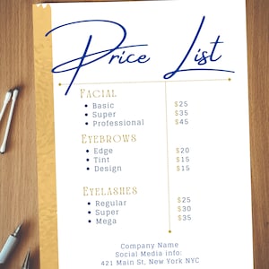 Small Business Price List Download, Price List Template, Editable Price ...